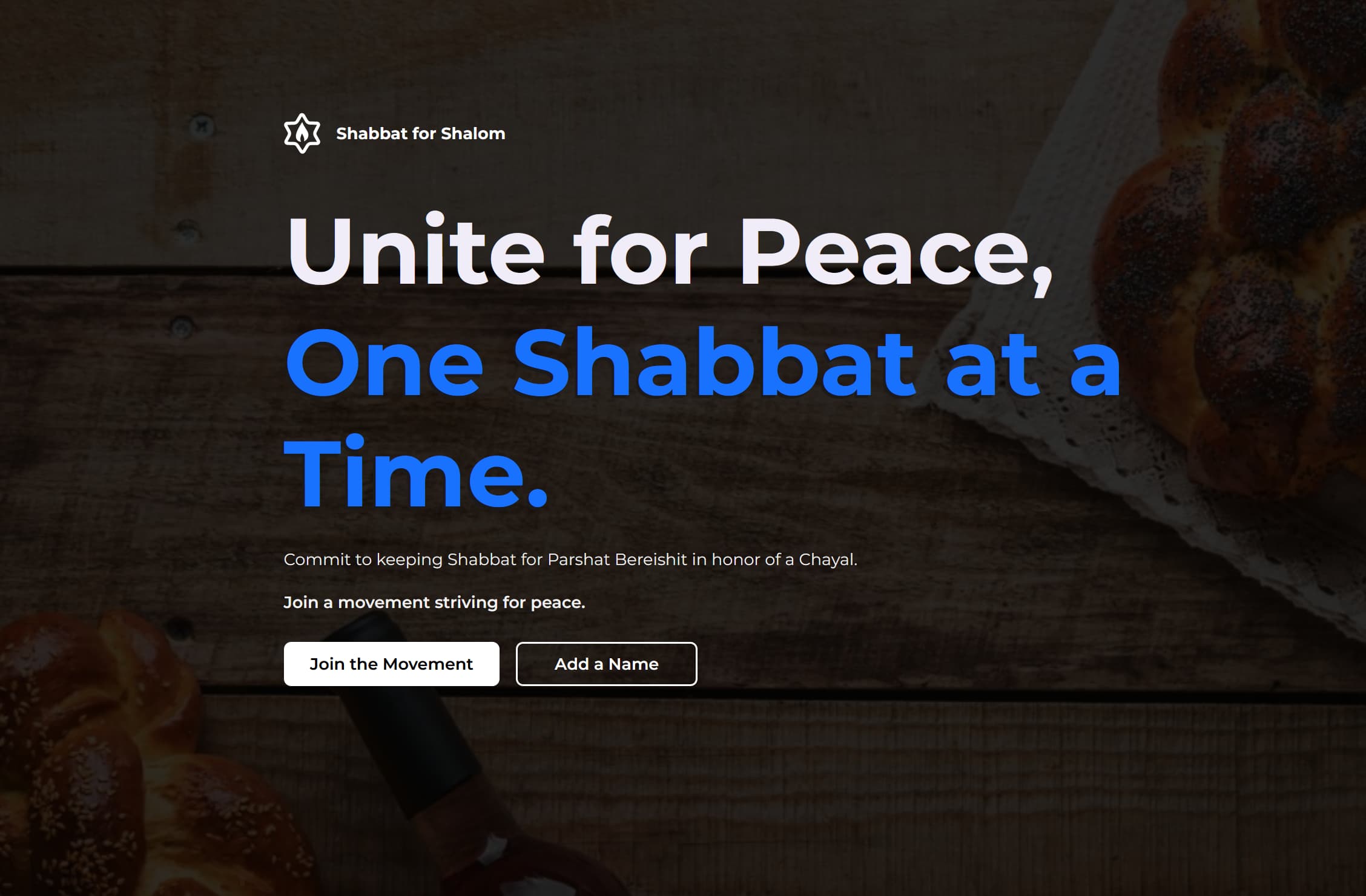 Shabbat for Shalom | Unite for Peace